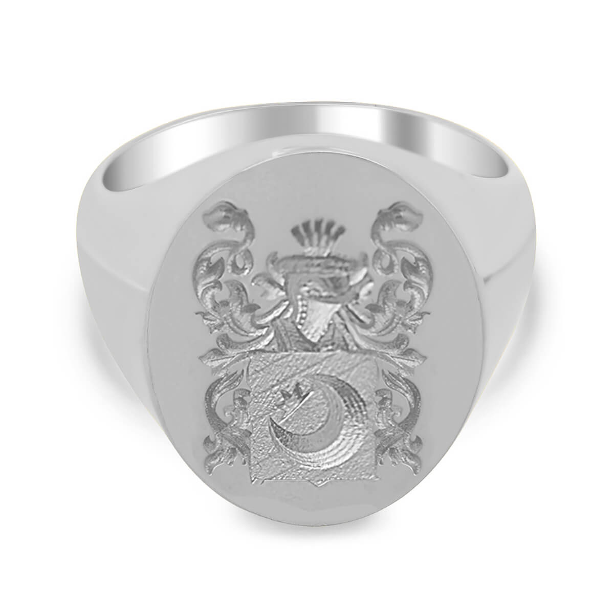 Men's Oval Signet Ring - Large - CAD Designed Family Crest / Logo ...