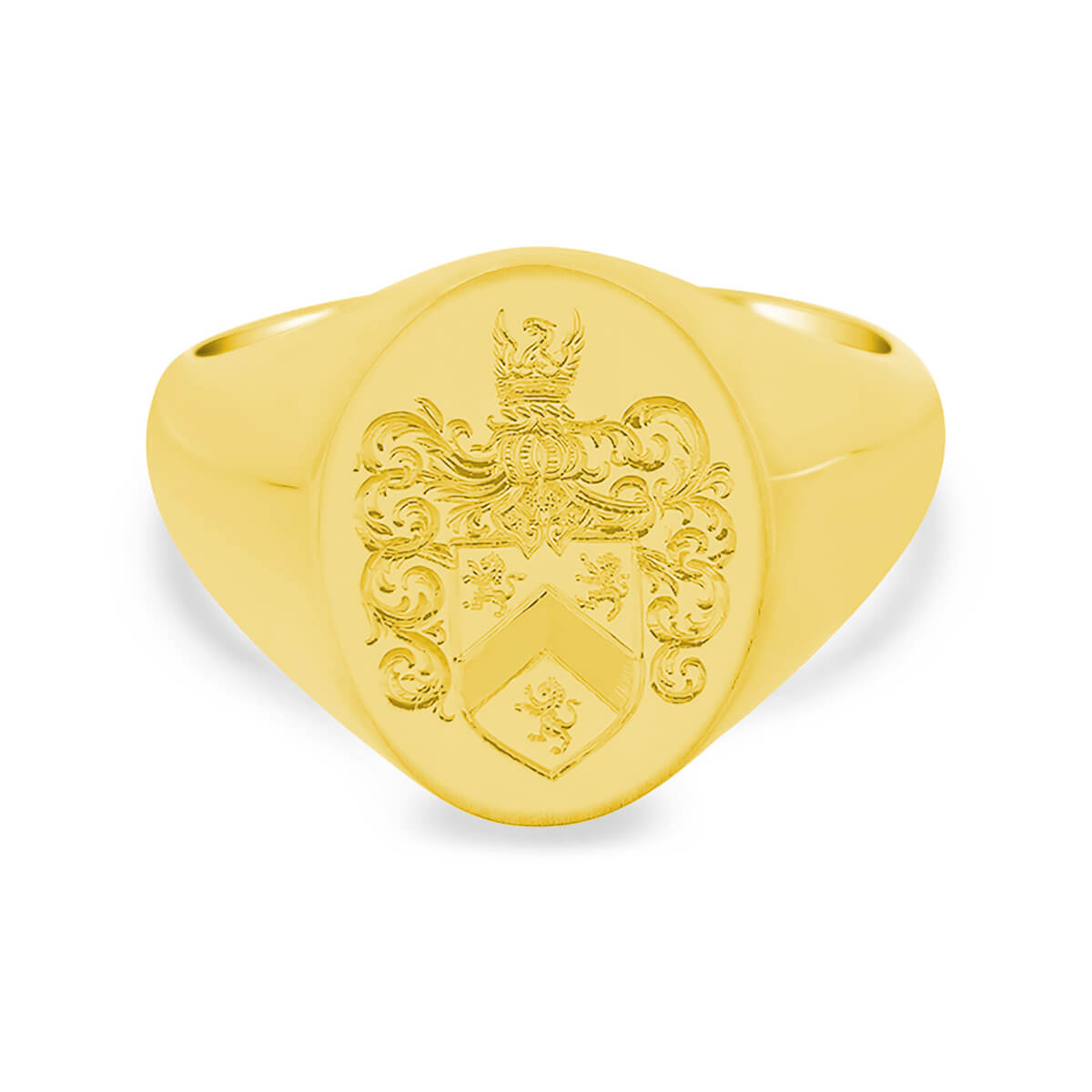 Men's Oval Signet Ring - Small - Hand Engraved Family Crest / Logo ...