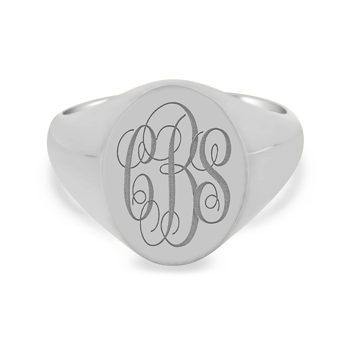 Men's Oval Signet Ring - Small - Laser Engraved Script Monogram – deBebians
