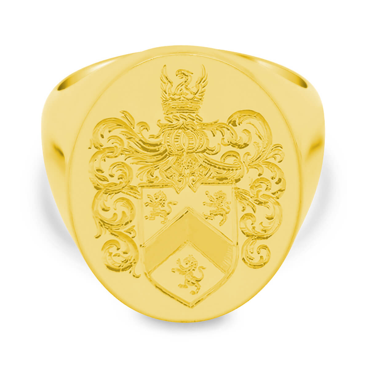 Men's Oval Signet Ring - Extra Large - Hand Engraved Family Crest / Lo ...