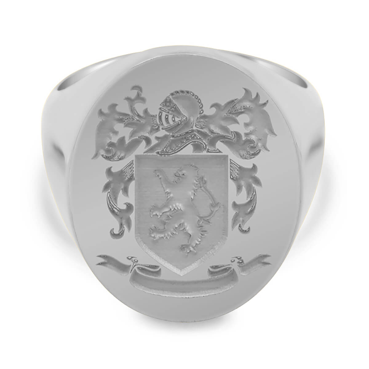 Men's Oval Signet Ring - Extra Large - Laser Engraved Family Crest / L ...