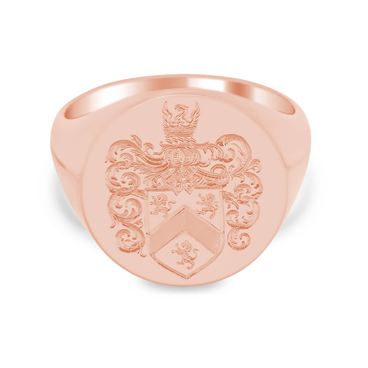Men's Round Signet Ring - Large - Hand Engraved Family Crest / Logo ...