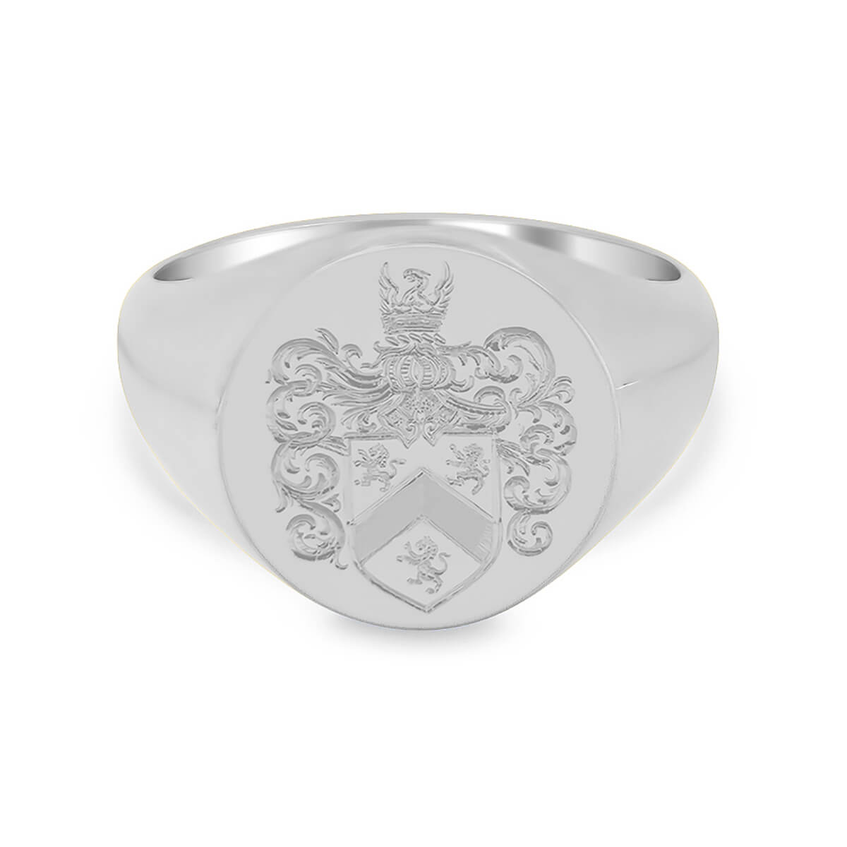 Men's Round Signet Ring - Medium - Hand Engraved Family Crest / Logo ...