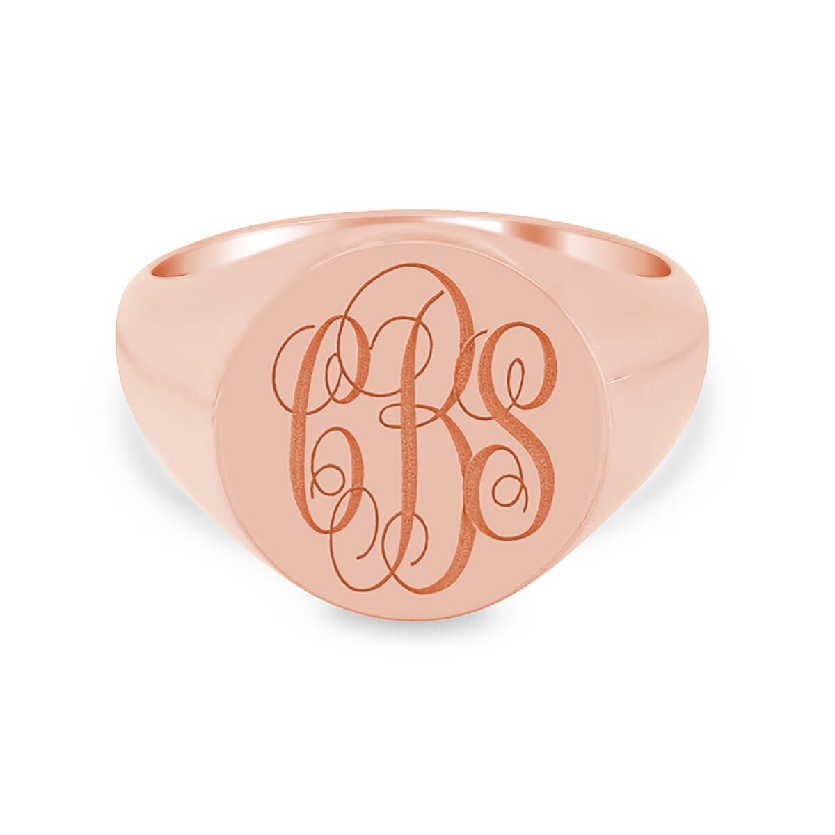 Men's Round Signet Ring - Medium - Laser Engraved Script Monogram ...