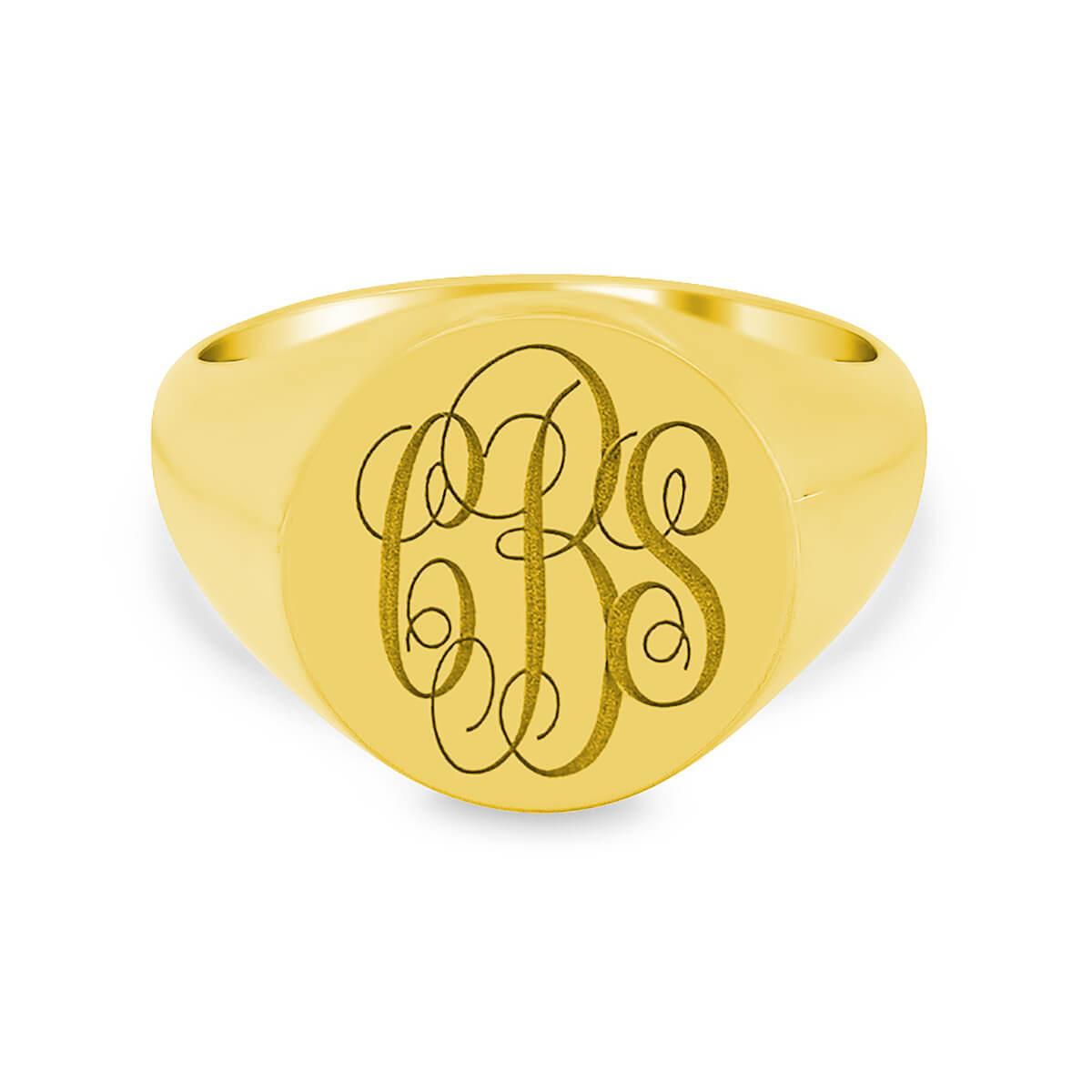 Men's Round Signet Ring - Medium - Laser Engraved Script Monogram ...