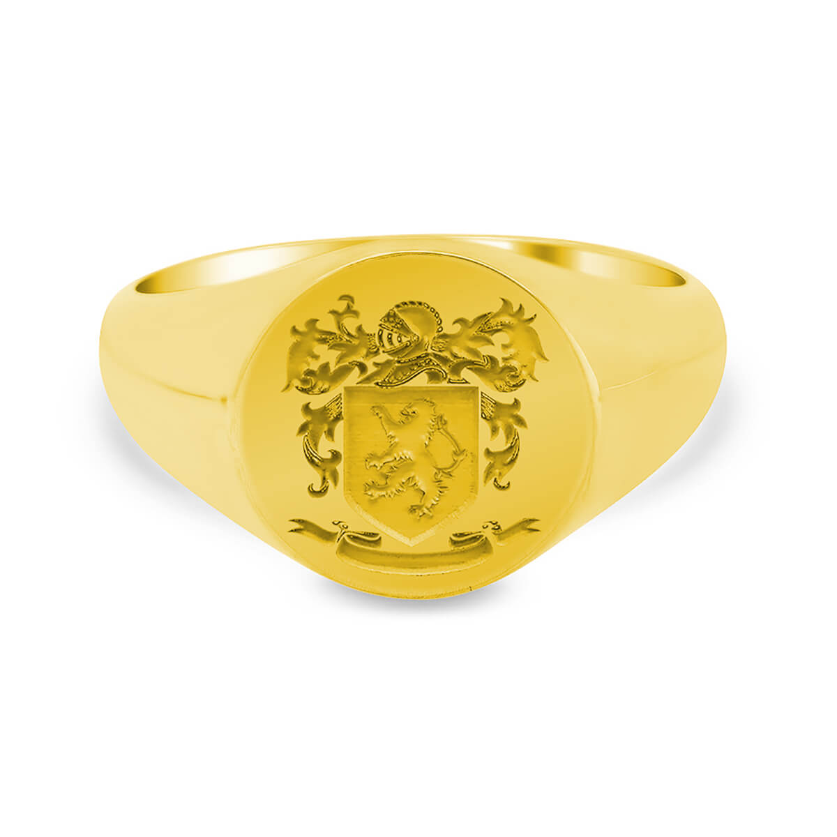Men's Round Signet Ring - Small - Laser Engraved Family Crest / Logo ...
