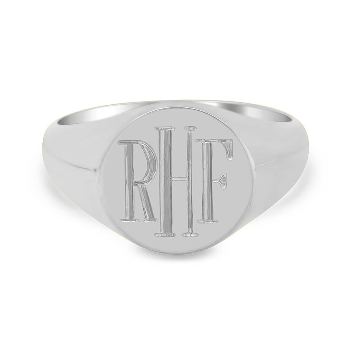 Men's Round Signet Ring - Small - Hand Engraved Roman Monogram – deBebians