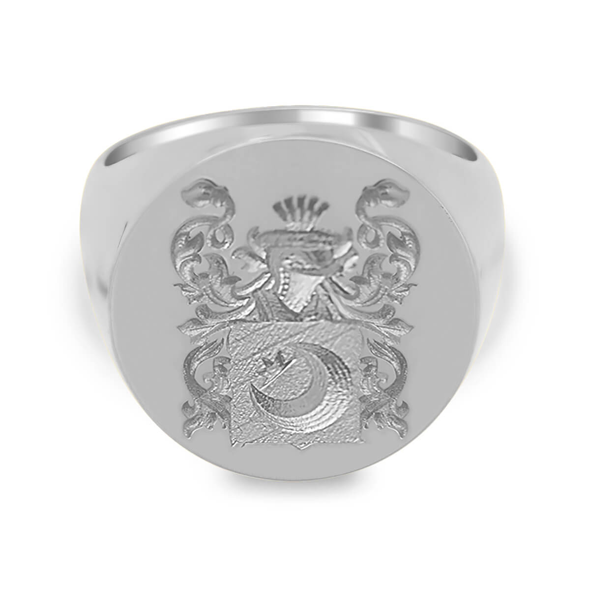 Men's Round Signet Ring - Extra Large - CAD Designed Family Crest / Lo ...
