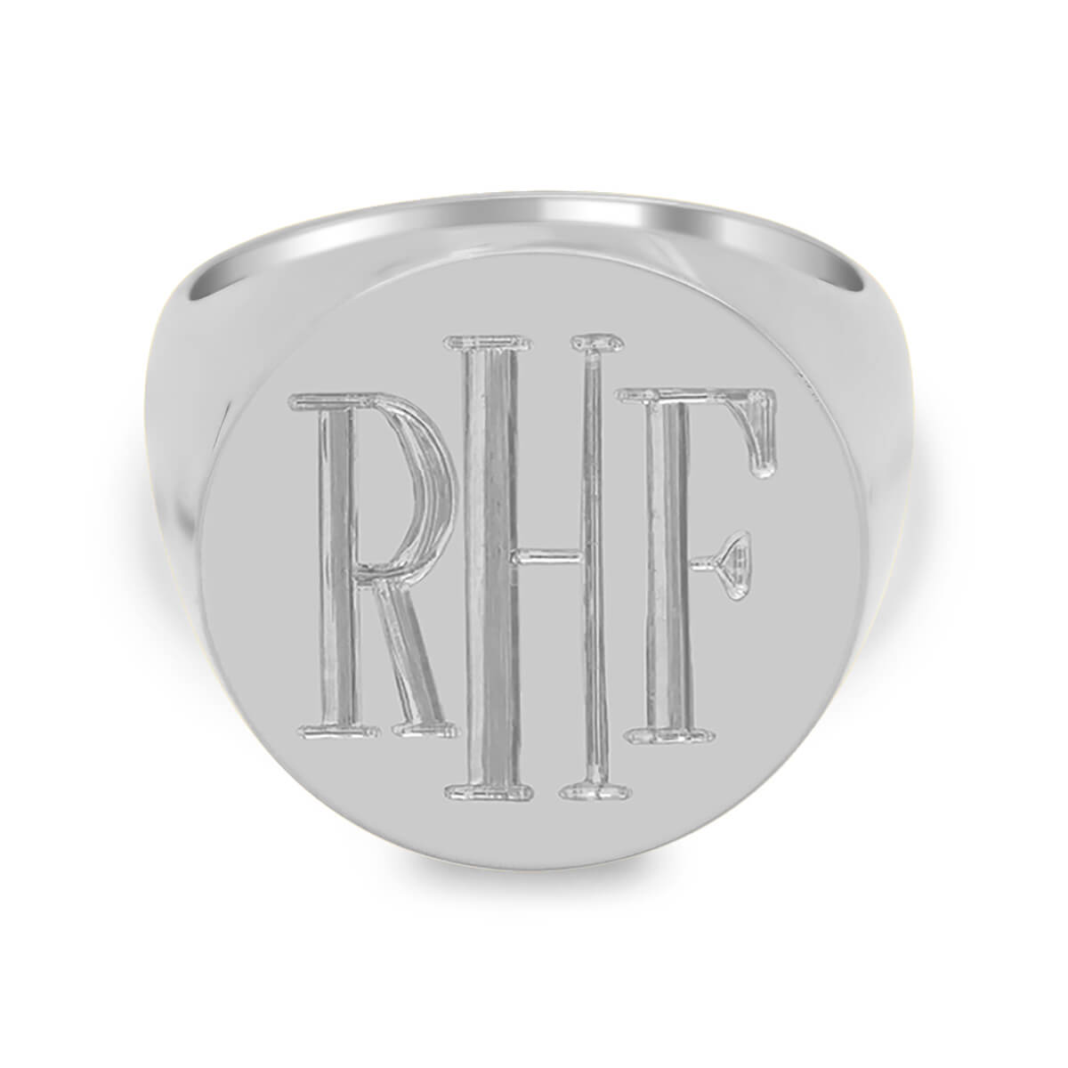 Men's Round Signet Ring - Extra Large - Hand Engraved Roman Monogram ...
