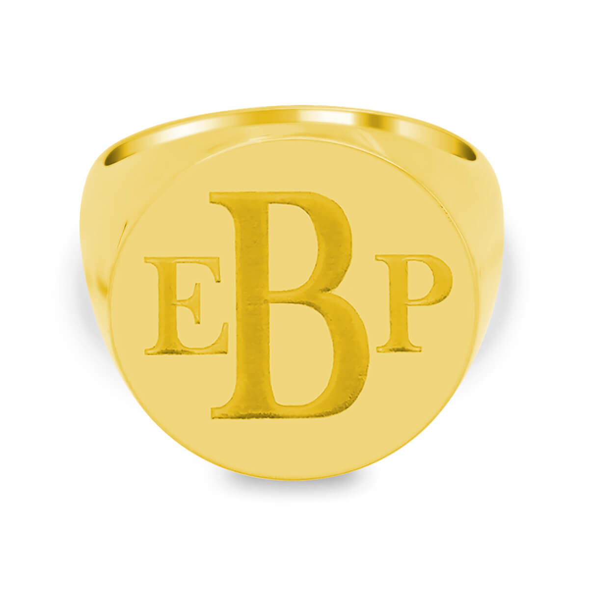 Men's Round Signet Ring - Extra Large - Laser Engraved Roman Monogram ...