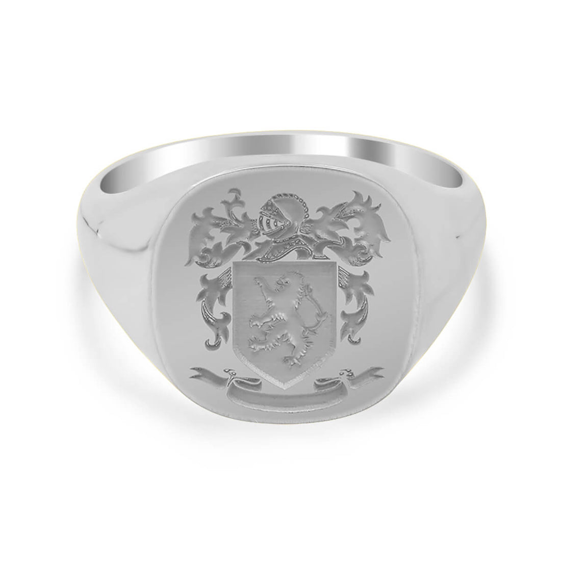 Men's Square Signet Ring - Medium - Laser Engraved Family Crest / Logo ...