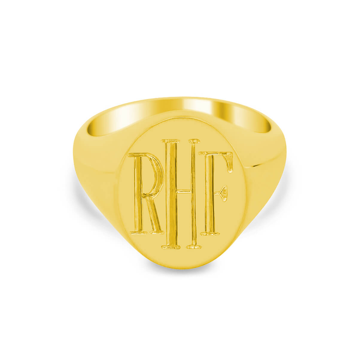 Women's Oval Signet Ring - Large - Hand Engraved Roman Monogram – deBebians