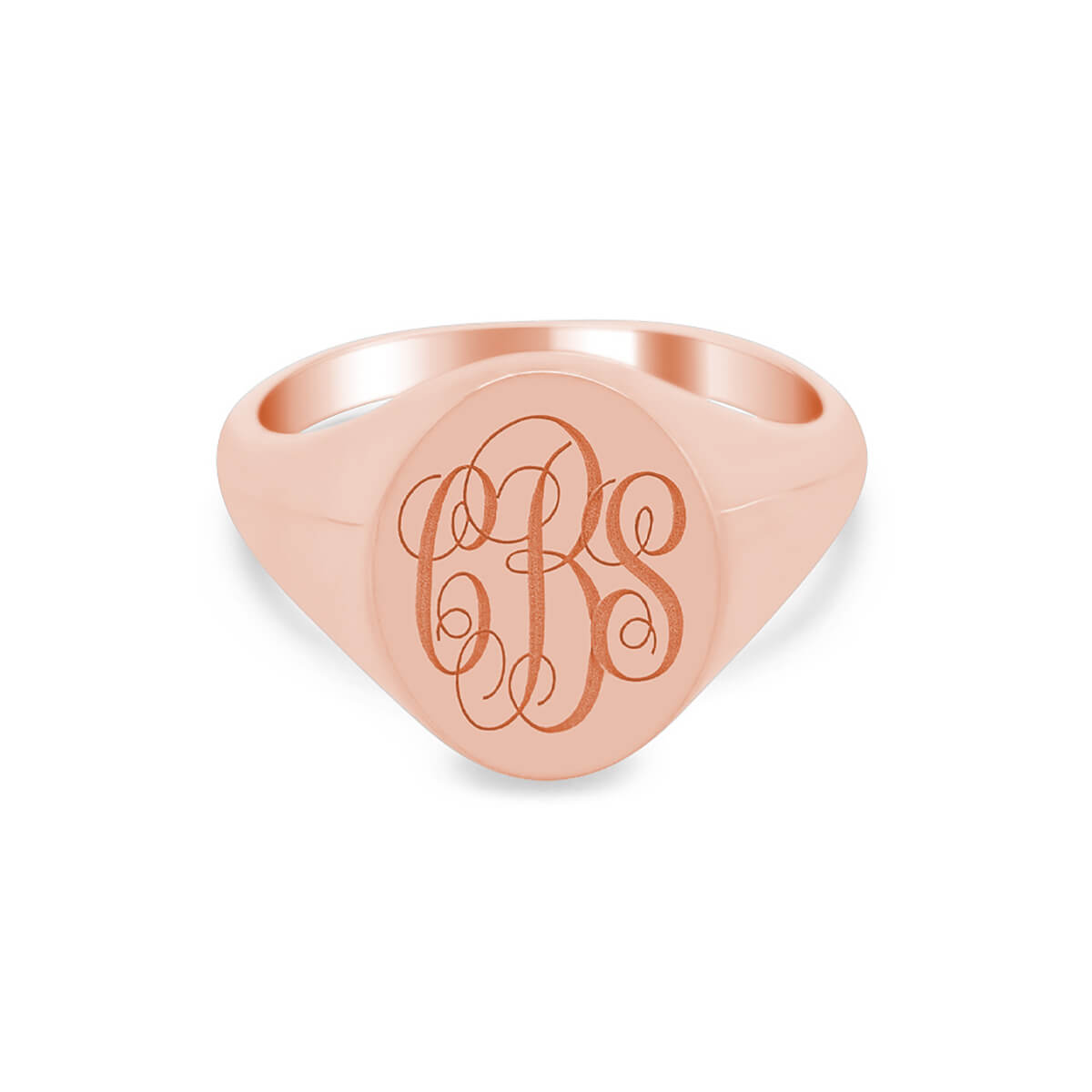 Women's Oval Signet Ring - Medium - Laser Engraved Script Monogram ...