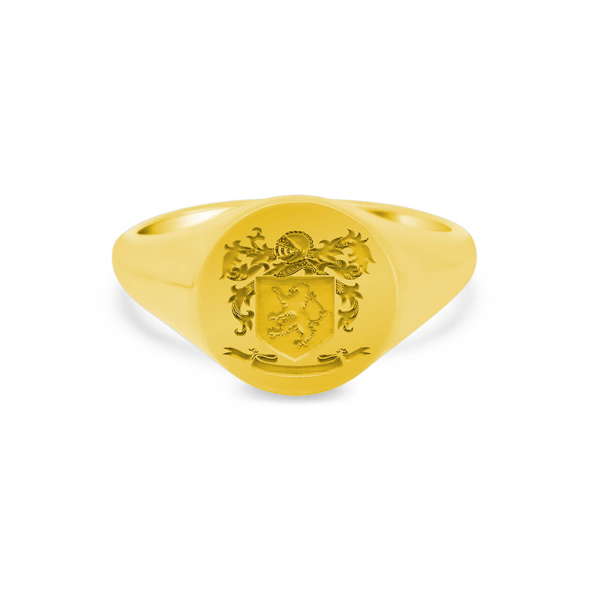 Women's Round Signet Ring - Medium - Laser Engraved Family Crest / Log ...