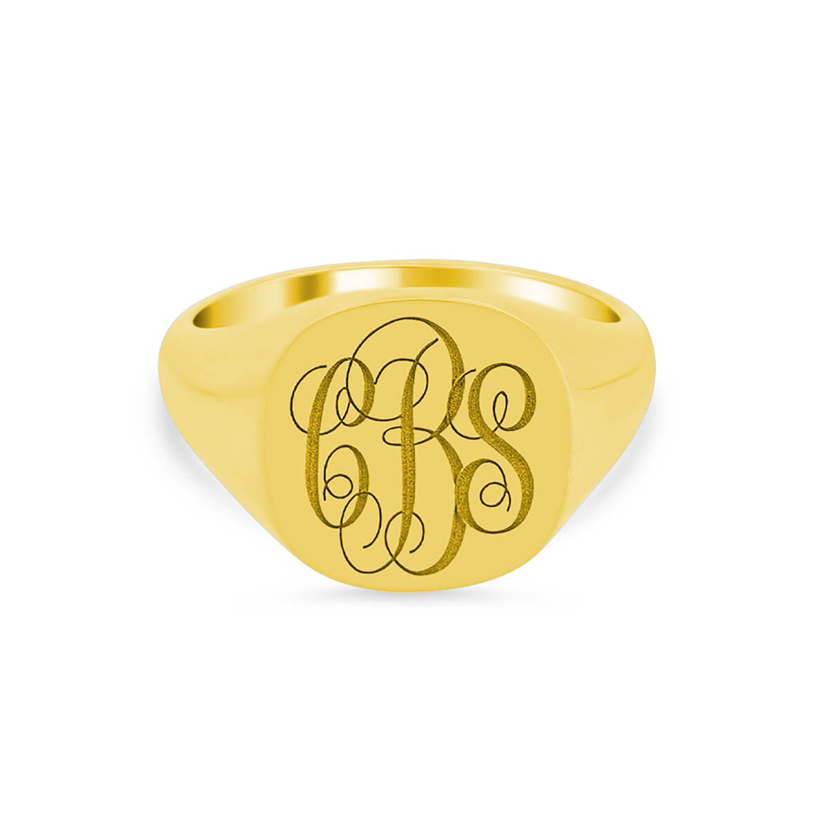 Women's Square Signet Ring - Large - Laser Engraved Script Monogram ...