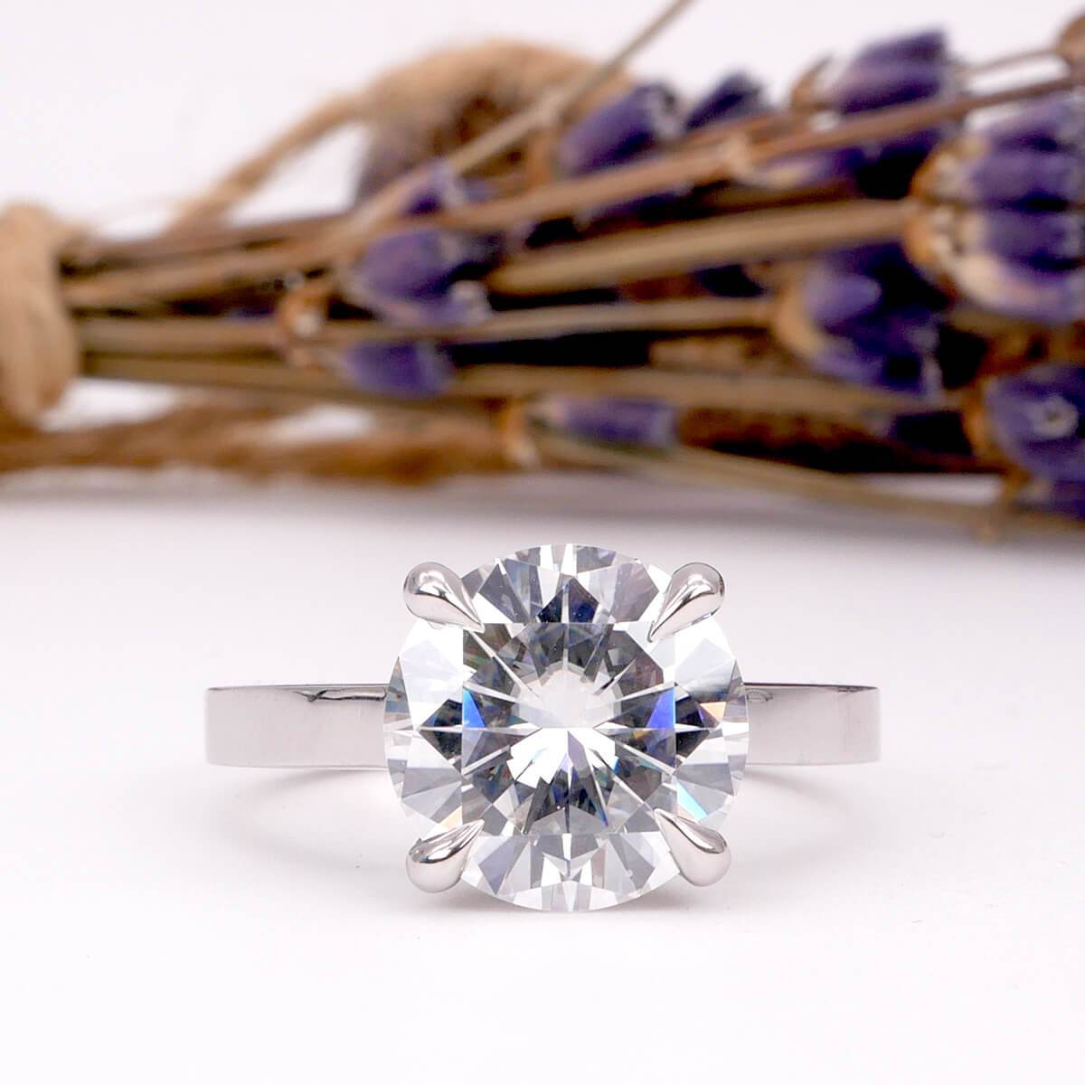 Flat Diamond Engagement Ring with Cathedral Setting – deBebians