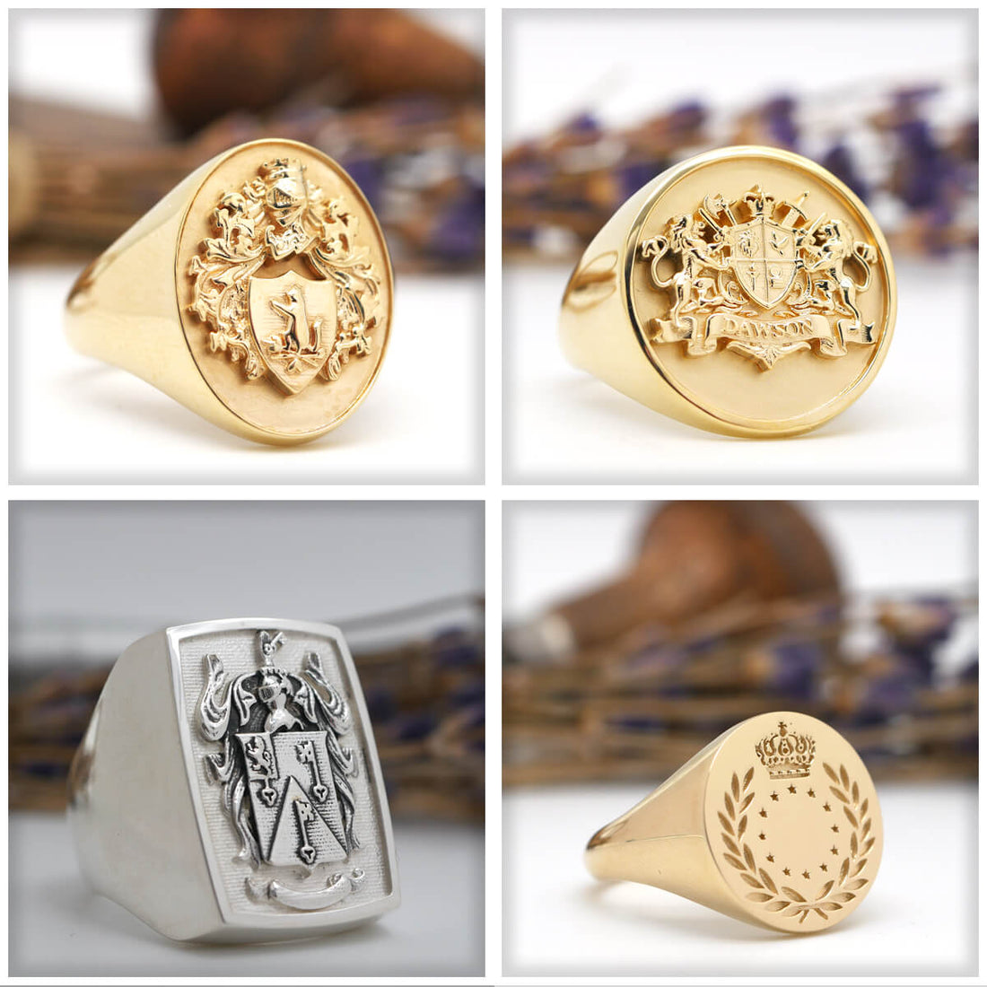 Men's Round Signet Ring - Extra Large - CAD Designed Family Crest / Lo ...