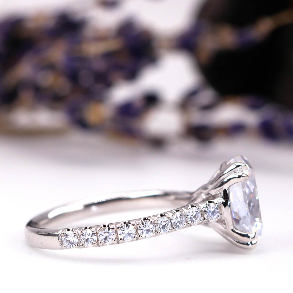 Pave Diamond Trellis Design Engagement Ring | deBebians