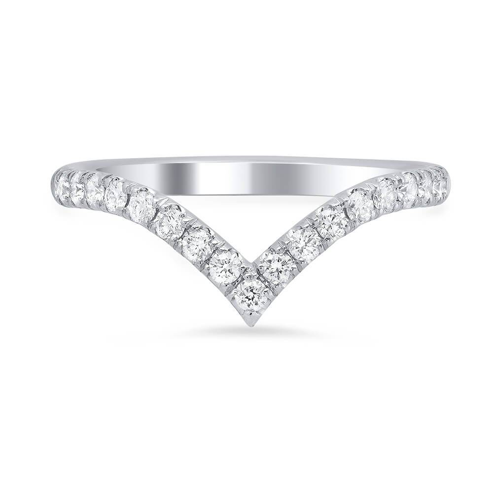 Pave Diamond V Ring | V Shaped Diamond Ring | deBebians