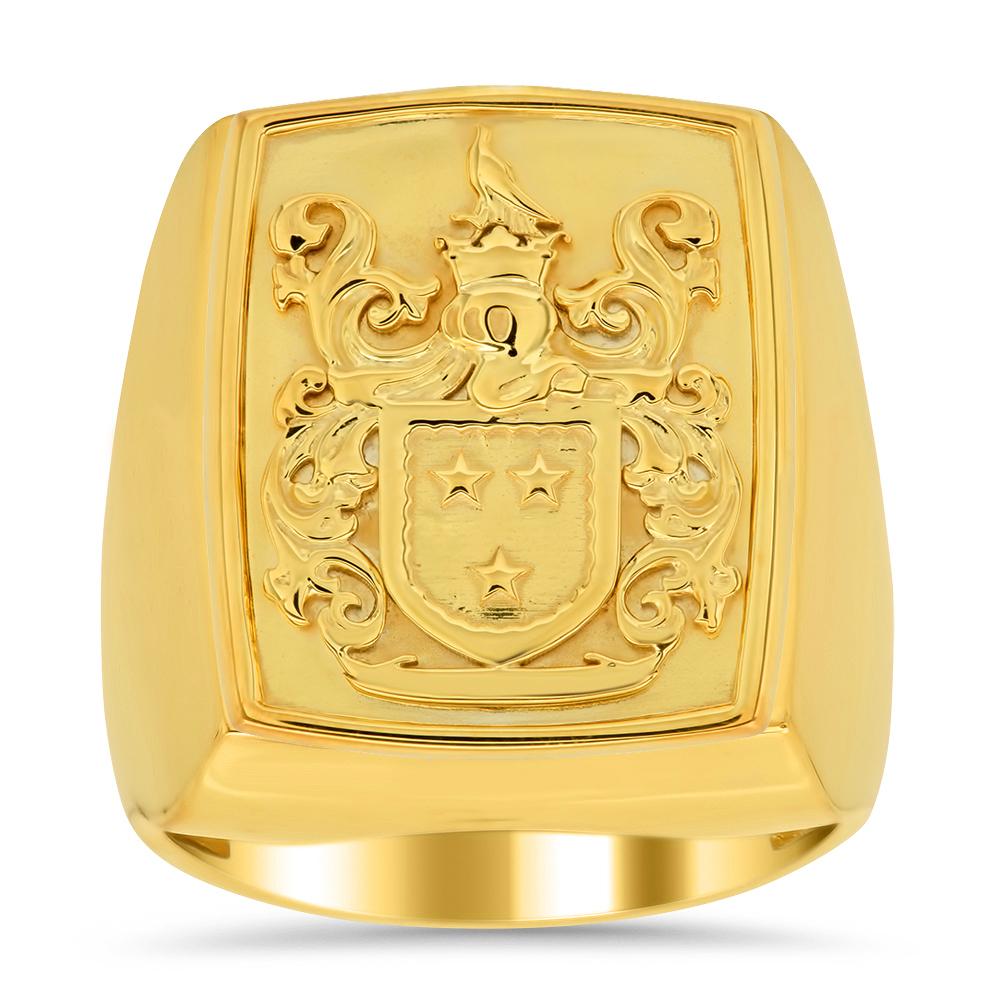 Raised Gold, Silver, or Platinum Signet Ring with Family Crest – deBebians