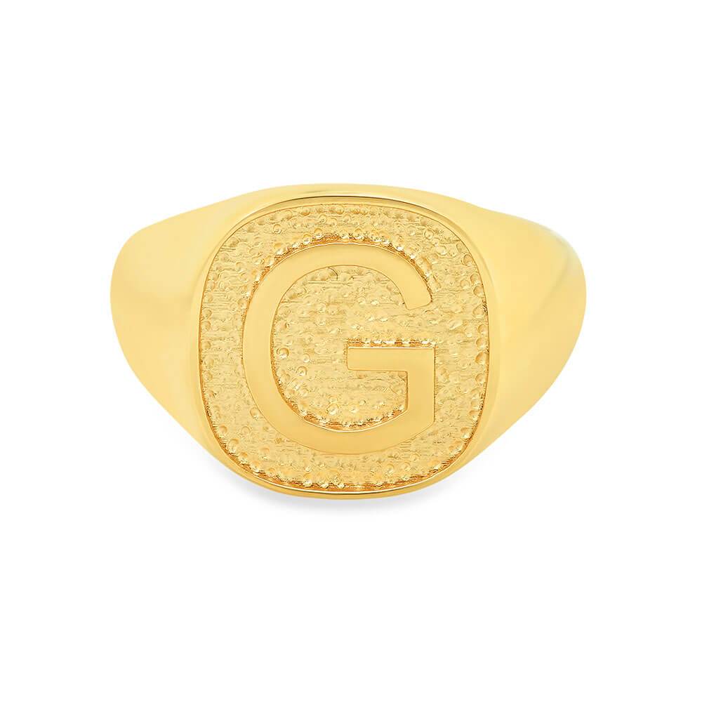 Single Initial Raised Women's Signet Ring – deBebians