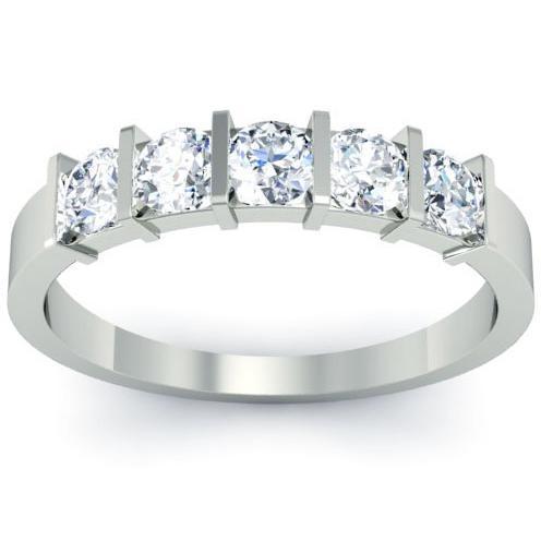 0.50cttw Bar Set Round Diamond Five Stone Ring – deBebians