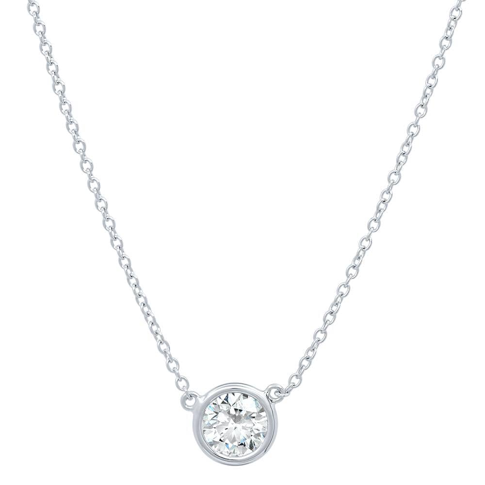Floating Bezel Set Diamond Pendant Solitaire Necklace – deBebians