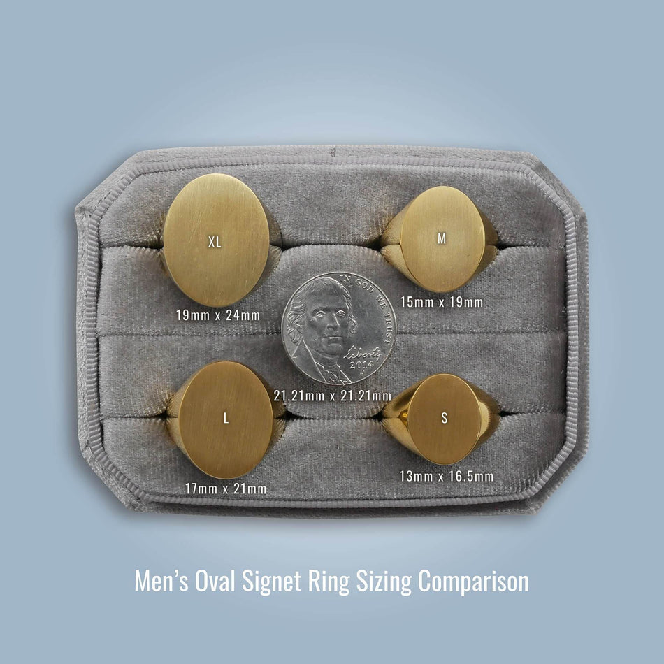 Personalized Oval Raised Family Crest Signet Ring | deBebians