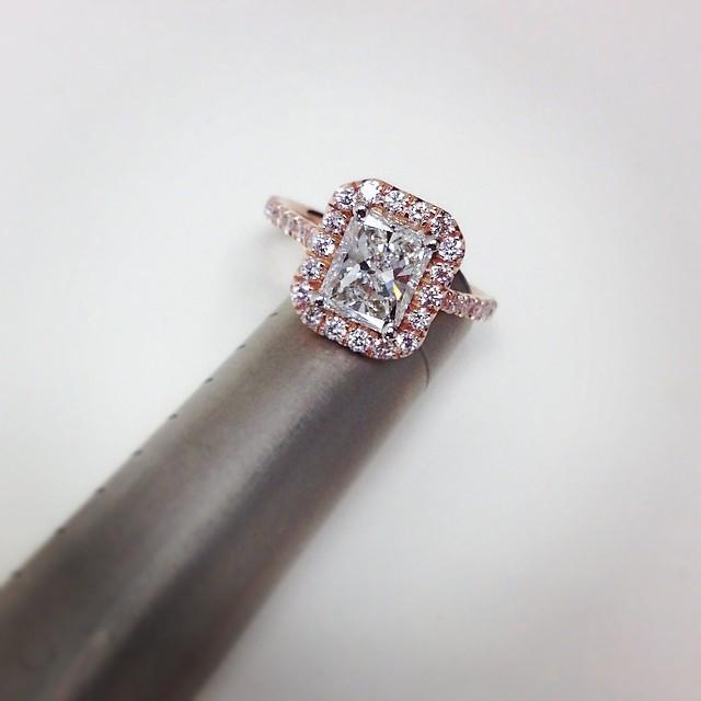 Rectangle Shaped Diamond Engagement Ring with Halo – deBebians