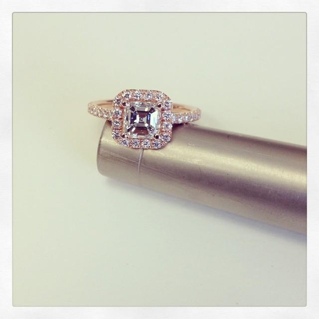 Rectangle Shaped Diamond Engagement Ring with Halo – deBebians