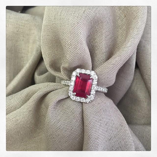 Rectangle Shaped Diamond Engagement Ring with Halo – deBebians