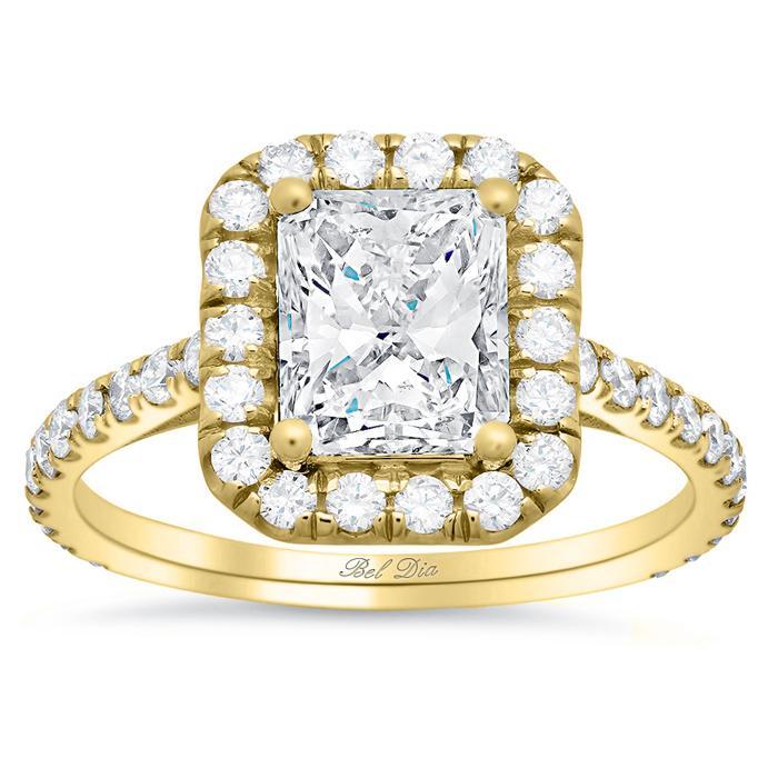 Rectangular Diamond Engagement Ring with Halo – deBebians