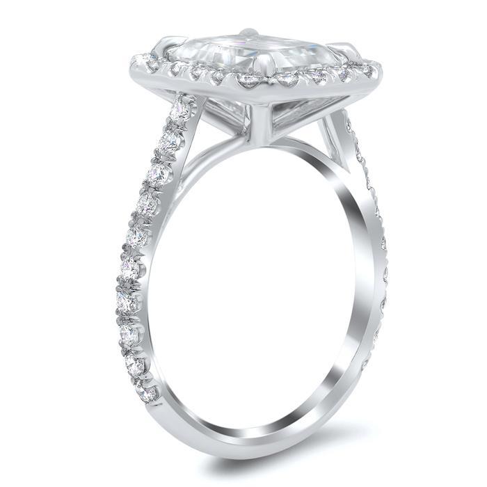 Rectangle Shaped Diamond Engagement Ring with Halo – deBebians
