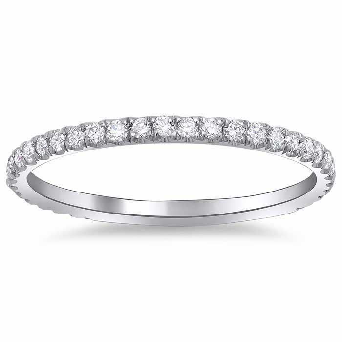 Single Row Diamond Pave Wedding Ring – deBebians